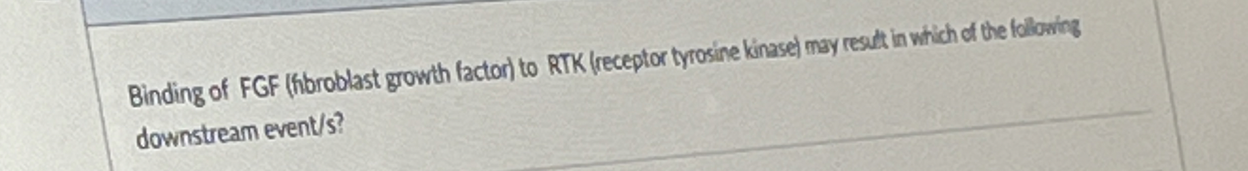 Solved Binding of FGF (fibroblast growth factor) ﻿to RTK | Chegg.com