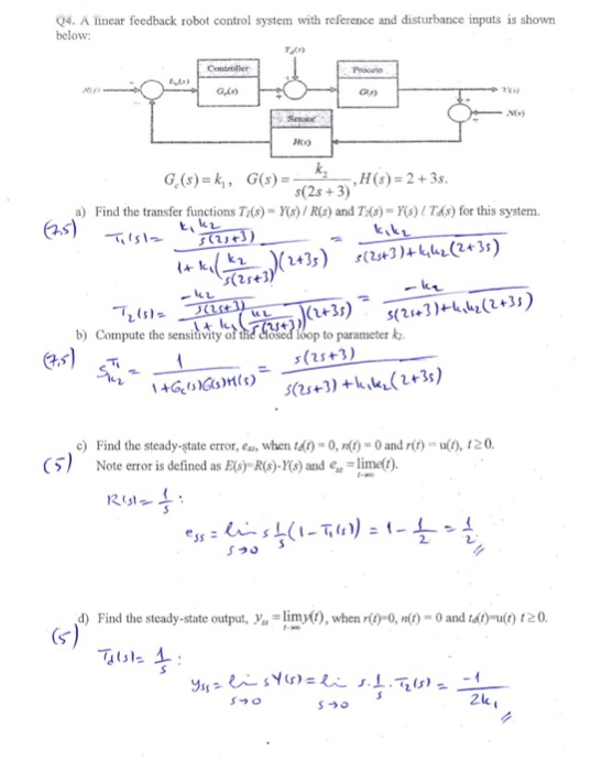 Solved 04. A linear feedback robot control system with | Chegg.com