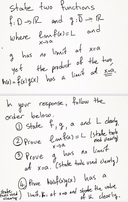 Solved Xa state two functions f: DIR and g:0 = 1R where lime | Chegg.com