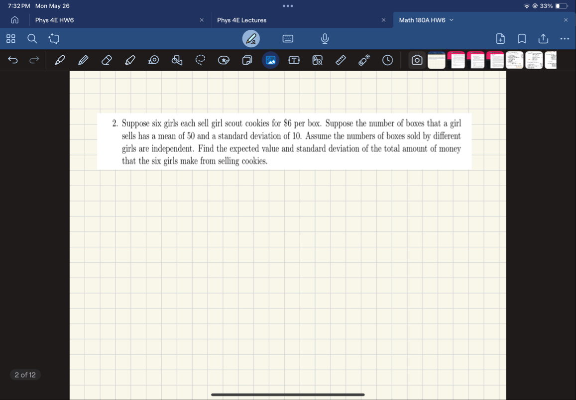 Solved 2. ﻿Suppose six girls each sell girl scout cookies | Chegg.com
