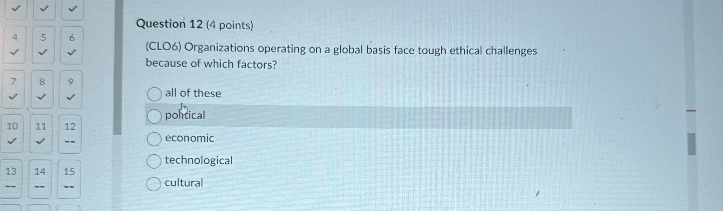Solved Question 12 (4 points)(CLO6) Organizations | Chegg.com Solved Question 12 (4 points)(CLO6) Organizations | Chegg.com