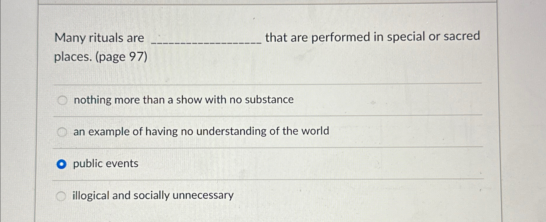 Solved Many rituals are that are performed in special or | Chegg.com