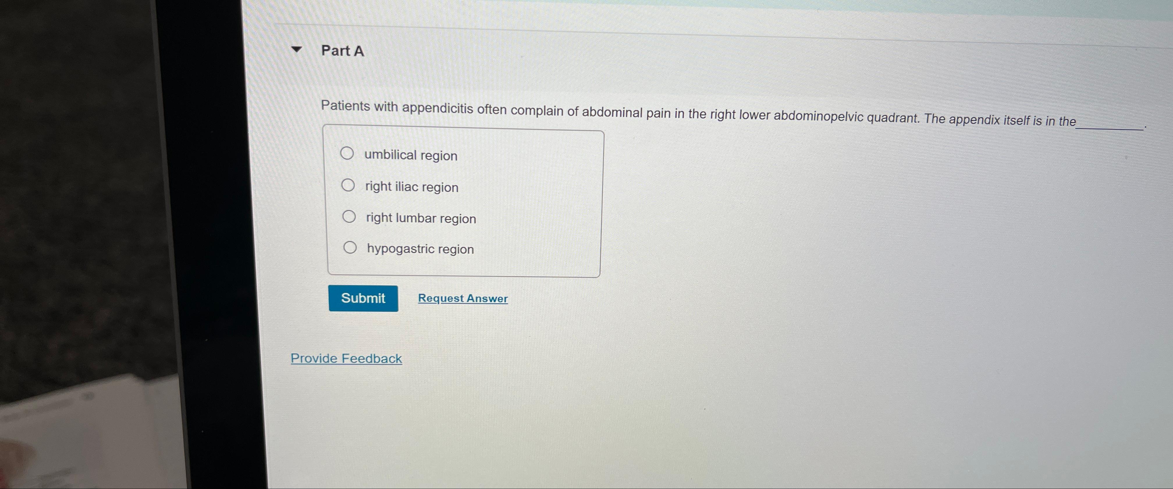 Solved Part APatients with appendicitis often complain of | Chegg.com