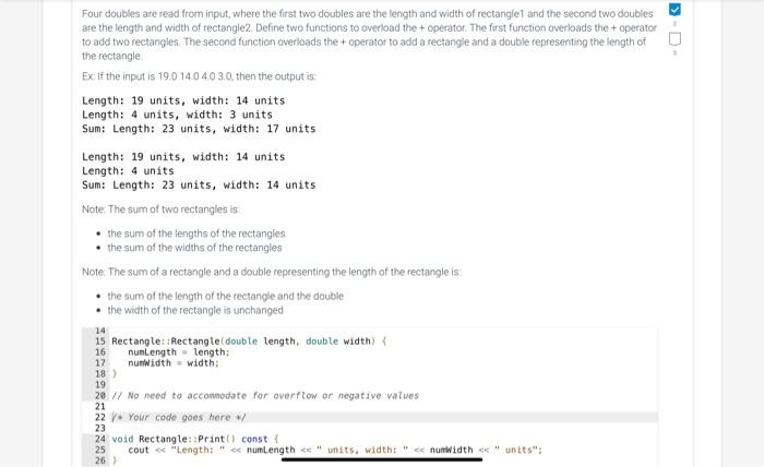 Solved Four doubles are read from input, where the first two | Chegg.com