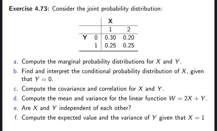 Solved Exercise 4.73: Consider the joint probability | Chegg.com