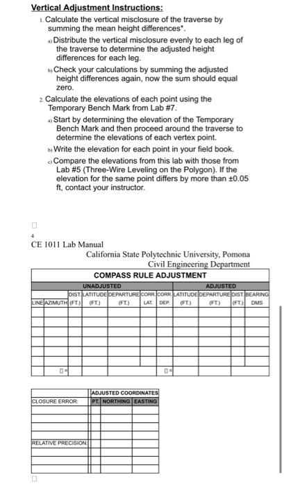 Solved LAB \#8: COMPASS RULE AD.JUSTMENT OFA CLOSED TRAVERSE | Chegg.com
