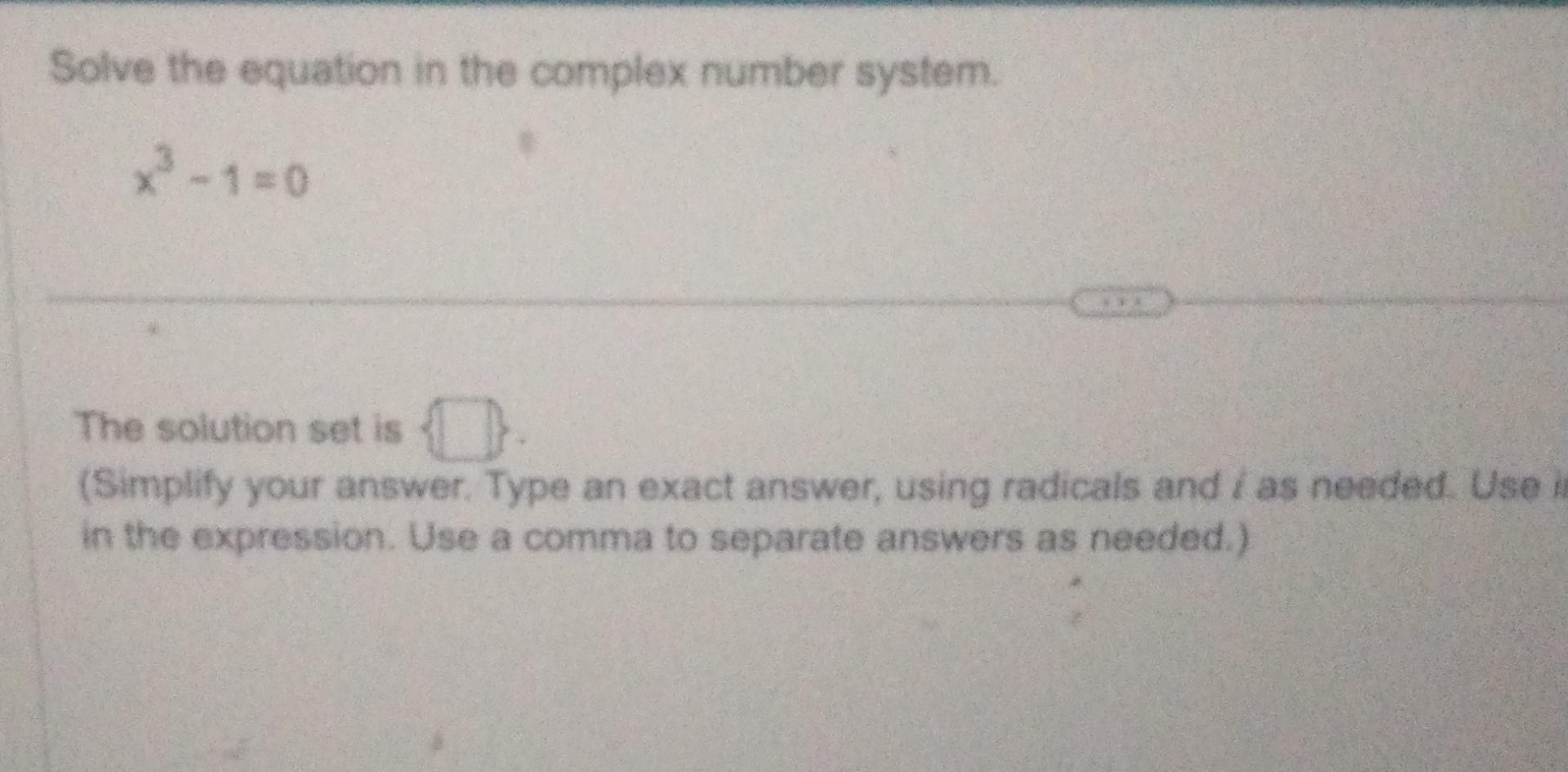 Solved Solve the equation in the complex number system. | Chegg.com