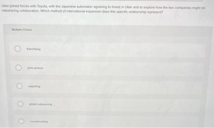 Solved his part of the Uber continuing case focuses on | Chegg.com