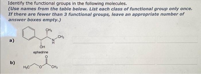 Solved Identify the functional groups in the following | Chegg.com