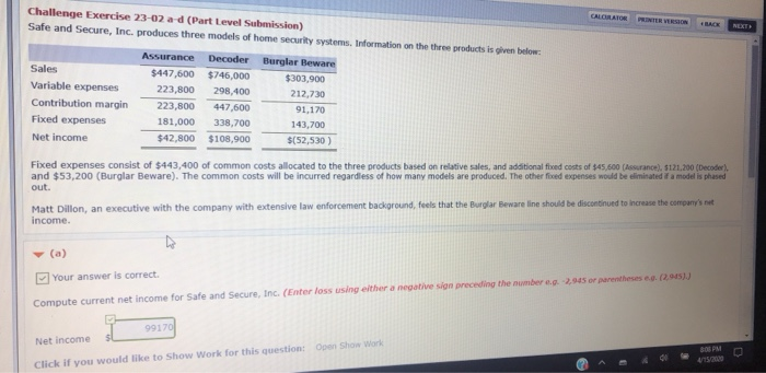 Solved Challenge Exercise 23-02 a d (Part Level Submission) | Chegg.com