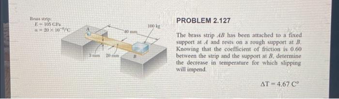 Solved The brass strip AB has been attached to a fixed | Chegg.com