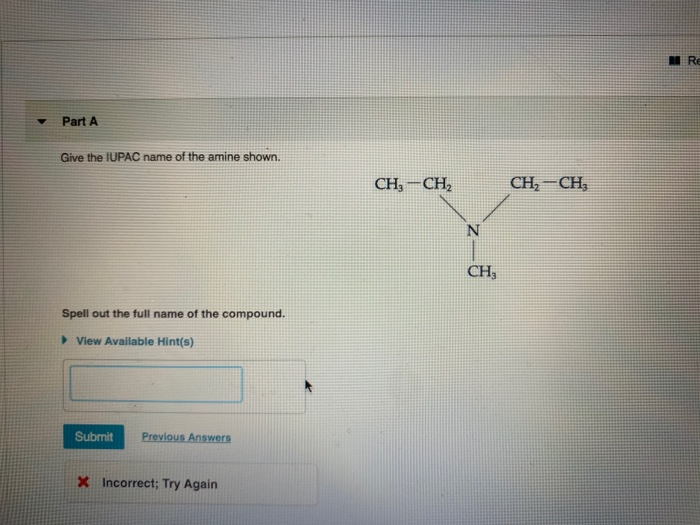 Solved Part A Using IUPAC guidelines, enter the name for the | Chegg.com
