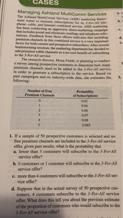 Solved CASES A FP Managing Ashland MultiComm Services The | Chegg.com