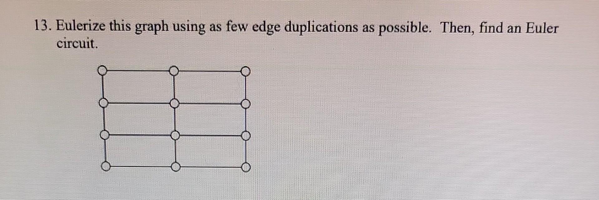 Solved 13. Eulerize this graph using as few edge | Chegg.com