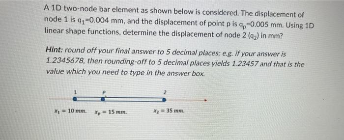 Solved A 1D two-node bar element as shown below is | Chegg.com