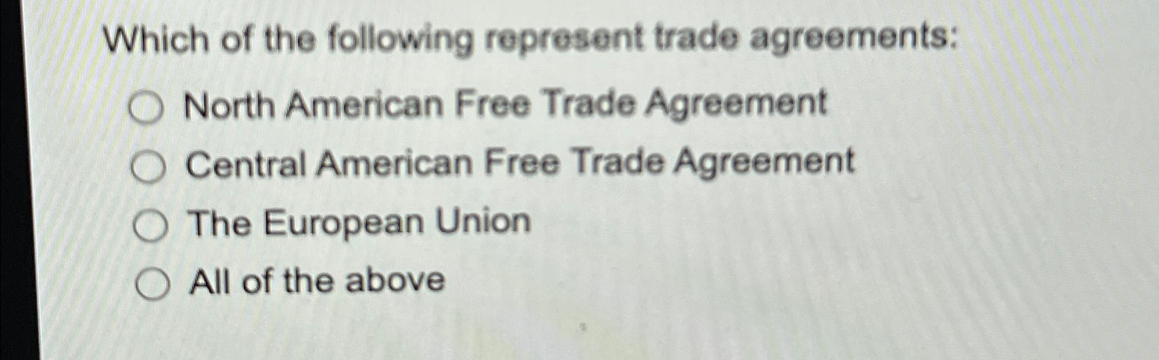 Solved Which of the following represent trade | Chegg.com