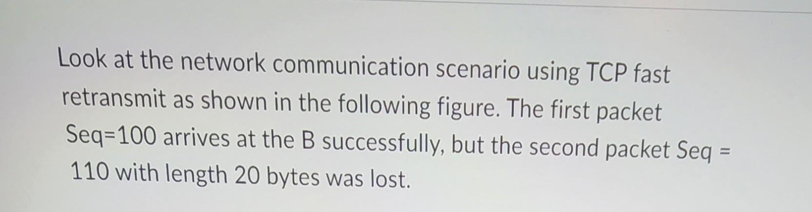 Solved Look at the network communication scenario using TCP | Chegg.com