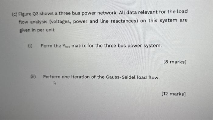Solved (c) Figure Q3 shows a three bus power network. All | Chegg.com