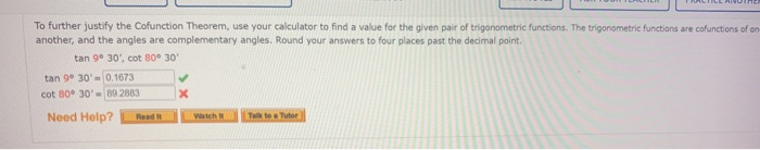 Solved To further justify the Cofunction Theorem, use your | Chegg.com