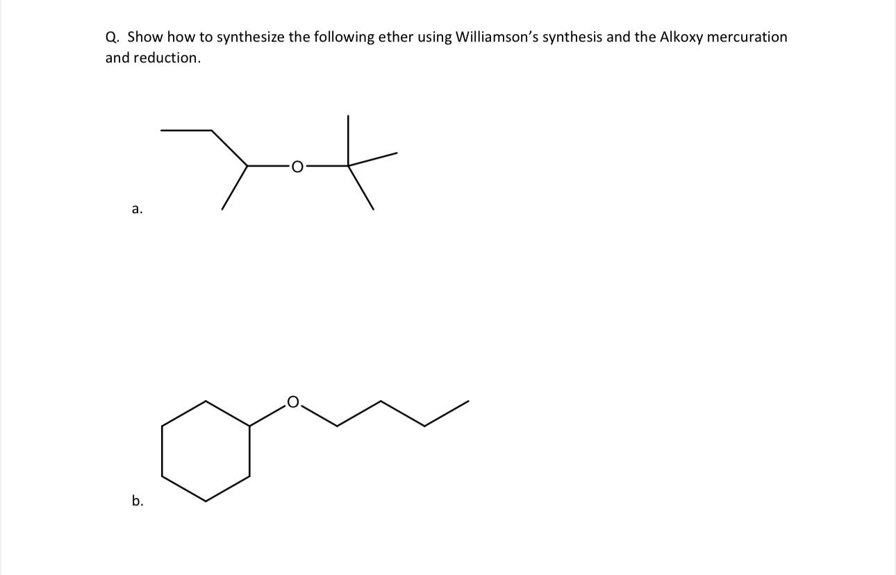 Q. ﻿Show how to synthesize the following ether using | Chegg.com