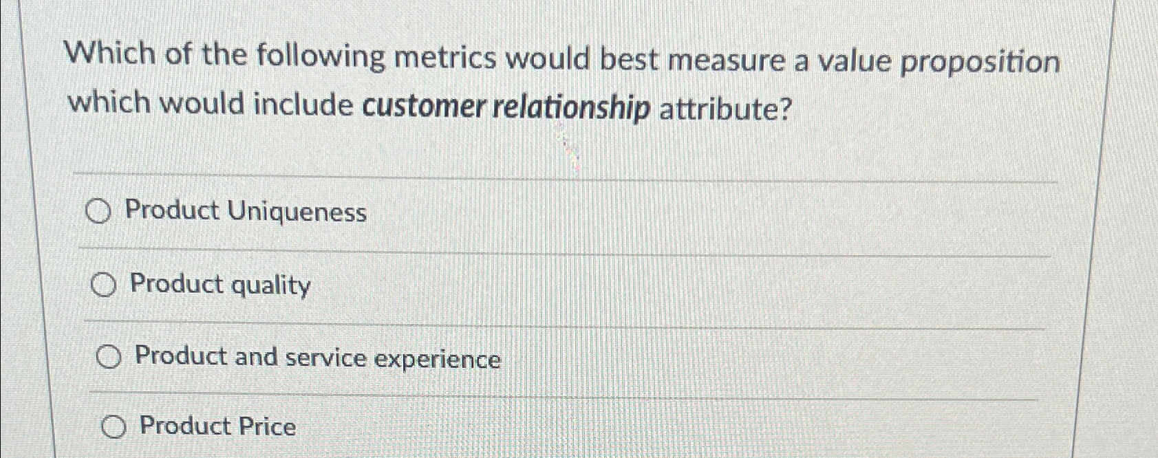 Solved Which of the following metrics would best measure a | Chegg.com