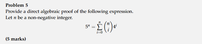 Solved Problem 5Provide a direct algebraic proof of the | Chegg.com