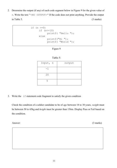 Solved Question 6 (15 marks) 1. Write the if-else statement | Chegg.com