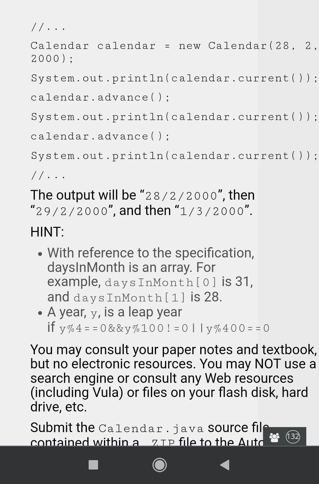 Solved Write a class called Calendar that satisfies the | Chegg.com