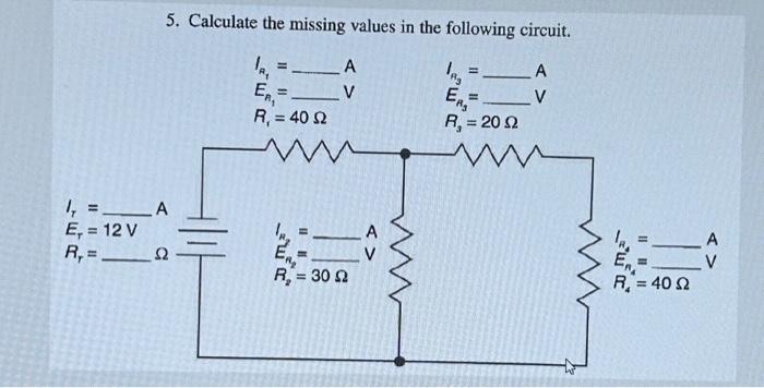 Solved 5. Calculate the missing values in the following | Chegg.com