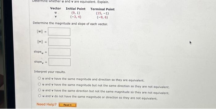Solved Determine whether u and v are equivalent. Explain. | Chegg.com