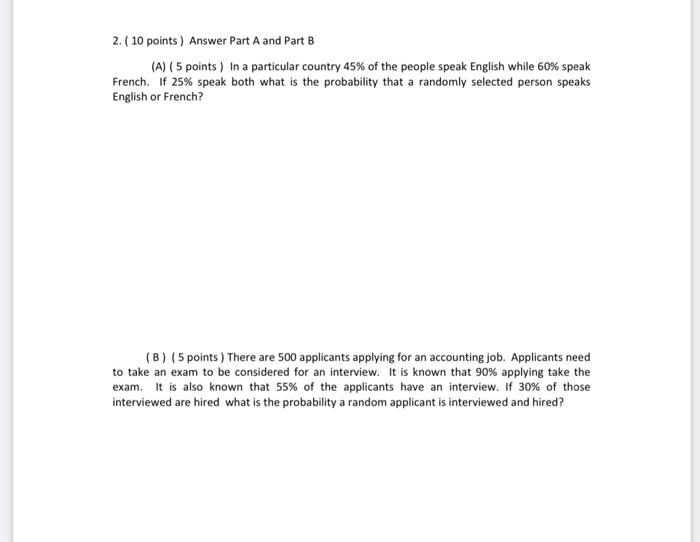 Solved 2. ( 10 points) Answer Part A and Part B (A) ( 5 | Chegg.com Solved 2. ( 10 points) Answer Part A and Part B (A) ( 5 | Chegg.com