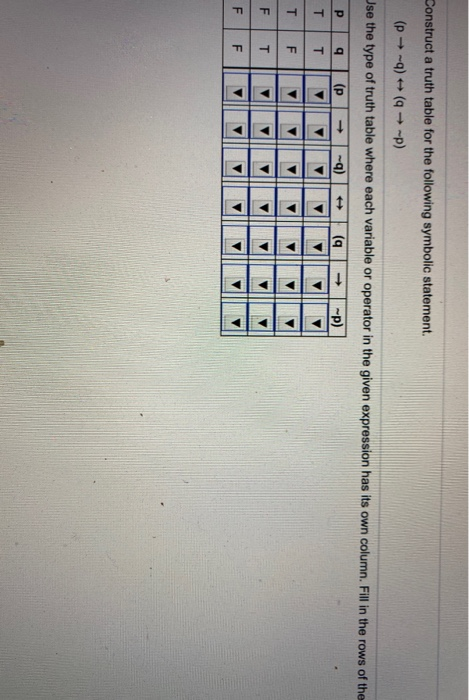 Solved Construct a truth table for the following symbolic | Chegg.com