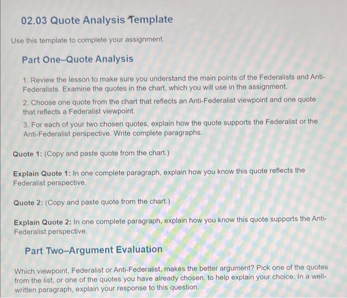 Use this template to complete your assignment. Part | Chegg.com