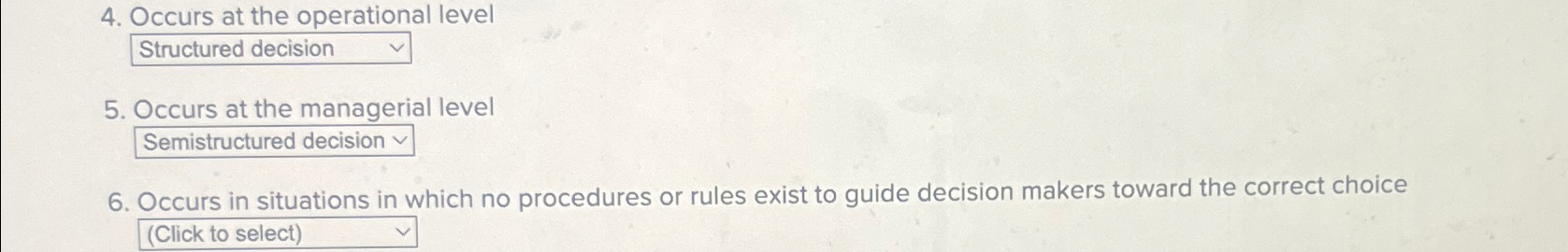 Solved Occurs at the operational levelOccurs at the | Chegg.com