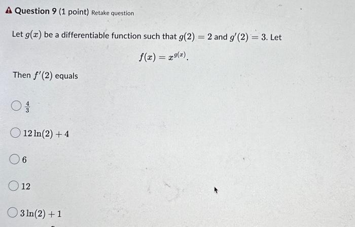 Solved Let g(x) be a differentiable function such that | Chegg.com