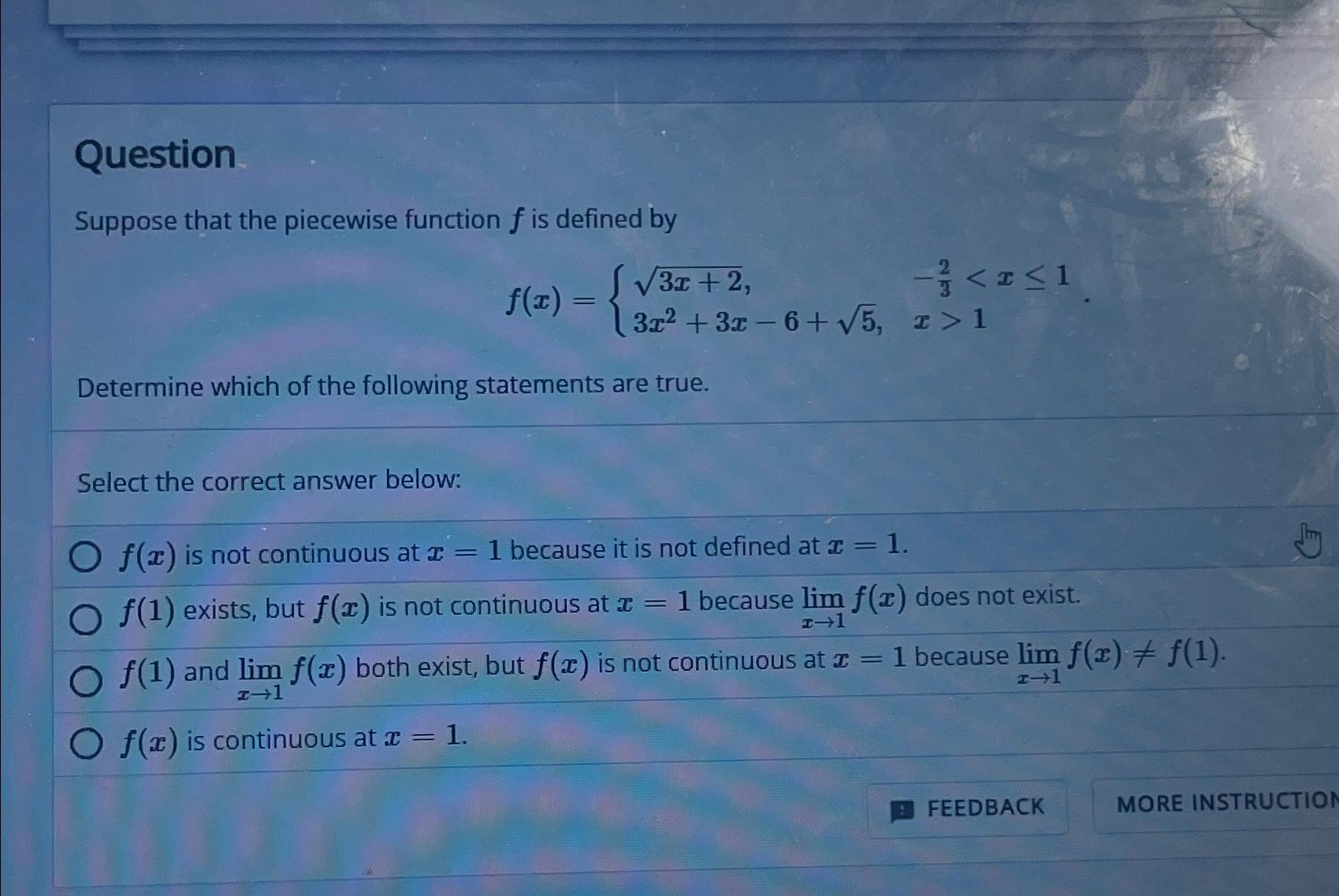 Solved Questionsuppose That The Piecewise Function F ﻿is