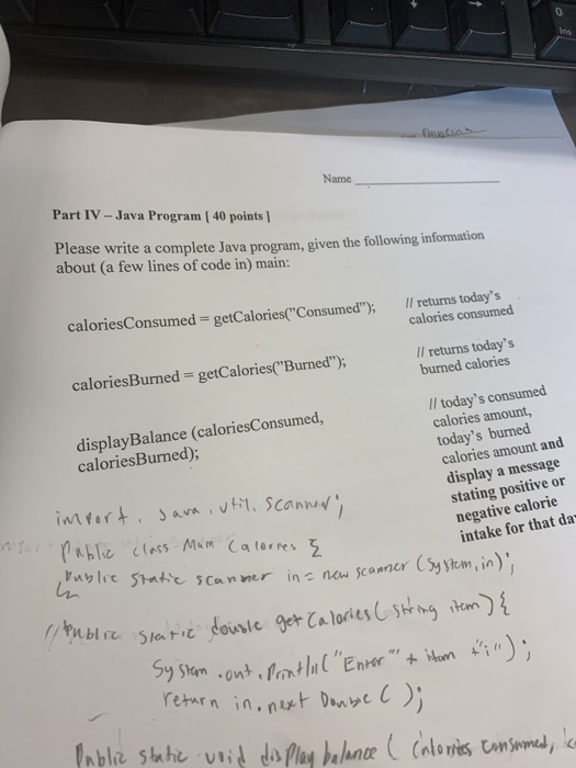 Solved Ins Name Part IV - Java Program ( 40 points) Please | Chegg.com