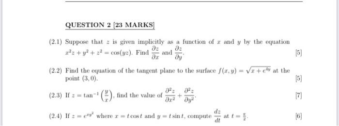 Solved (2.1) Suppose that z is given implicitly as a | Chegg.com