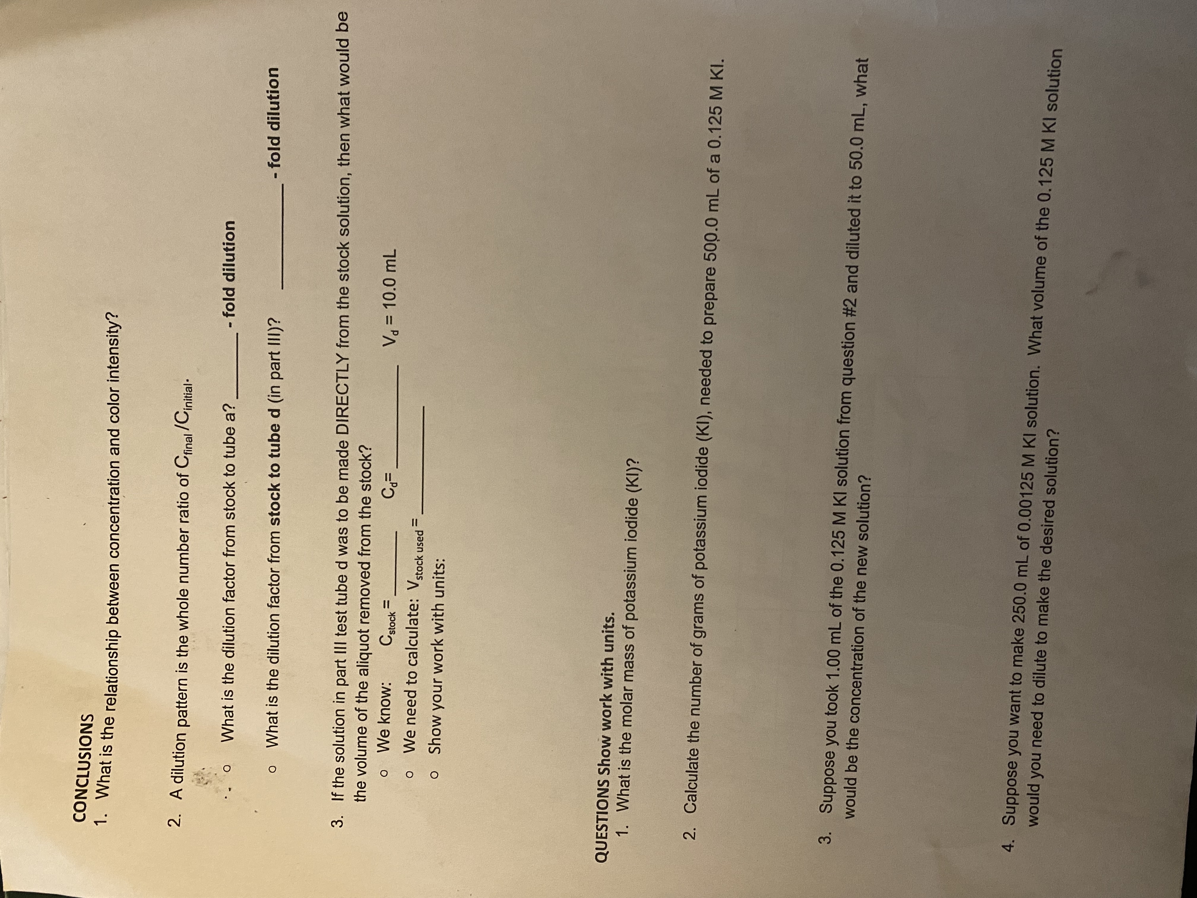 Solved CONCLUSIONSWhat is the relationship between | Chegg.com