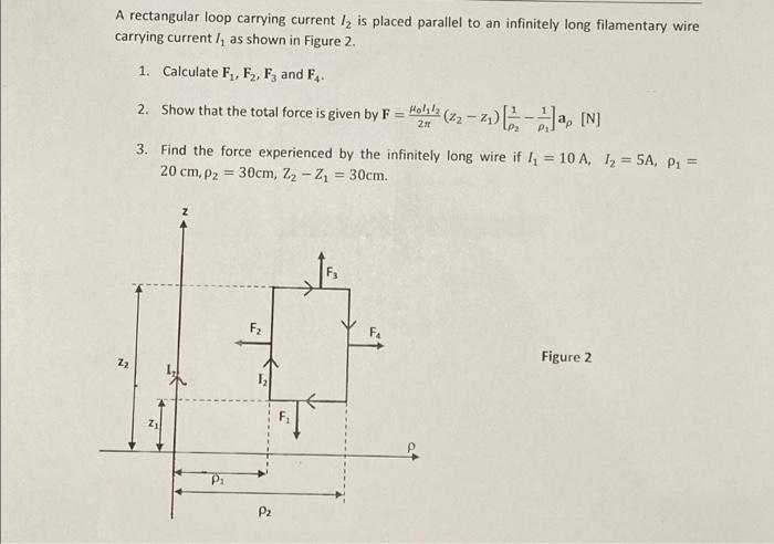 Solved A rectangular loop carrying current Iz is placed | Chegg.com