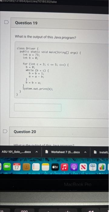Solved What is the output of this Java program? class Driver | Chegg.com