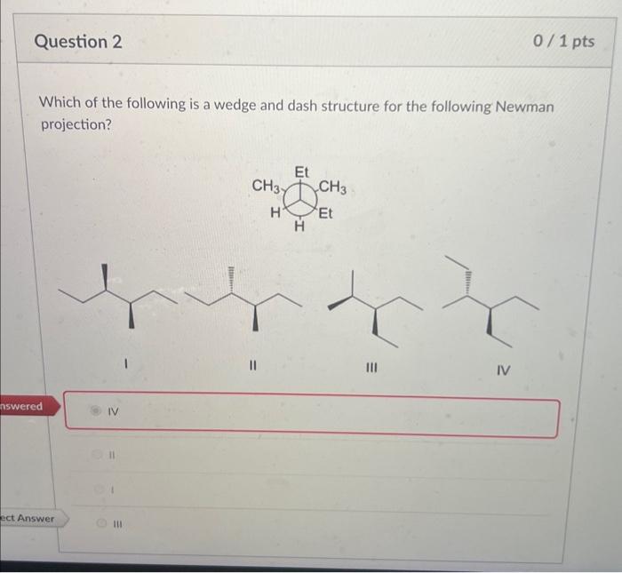 Solved Which of the following is a wedge and dash structure | Chegg.com