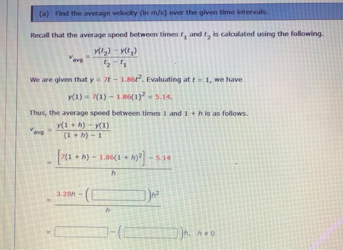Solved (a) Find the average velocity (in m/s) over the given | Chegg.com