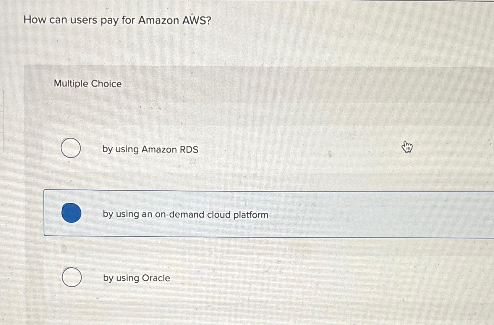 Solved How can users pay for Amazon AWS?Multiple Choiceby | Chegg.com