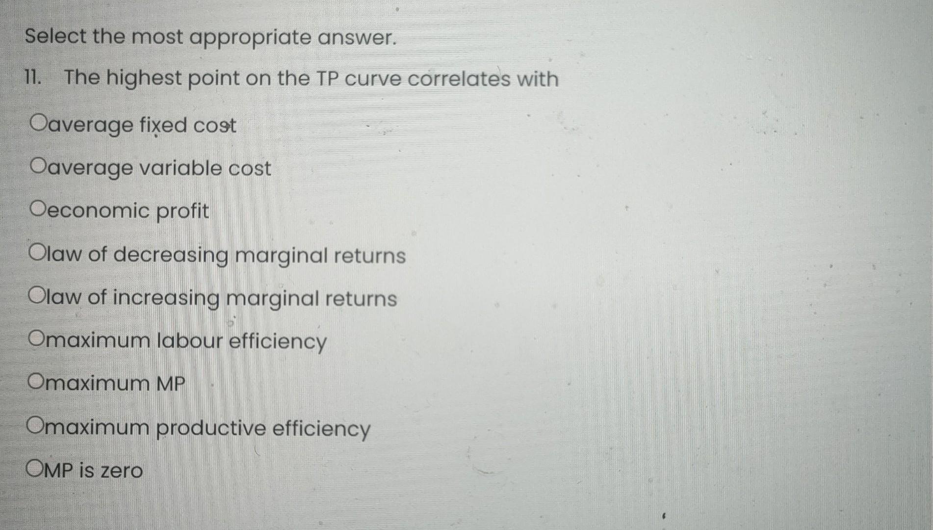 Solved Select the most appropriate answer. 11. The highest | Chegg.com