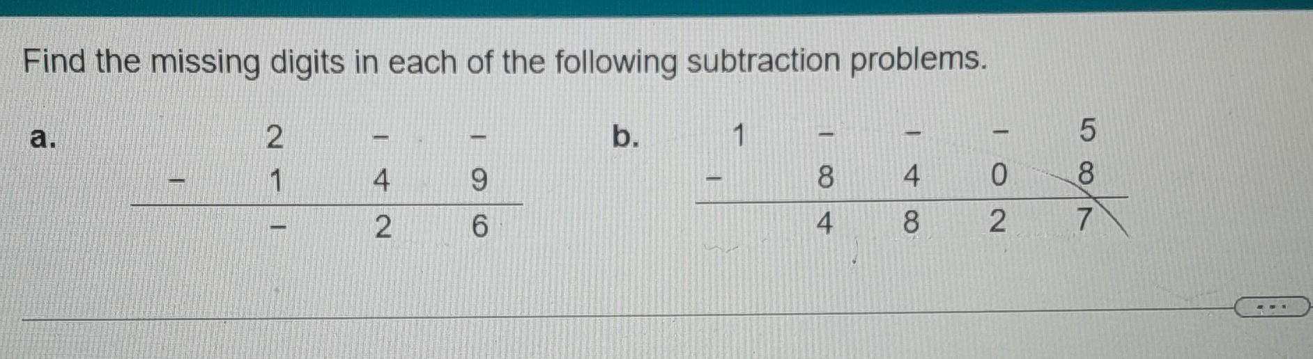 Solved Find the missing digits in each of the following | Chegg.com