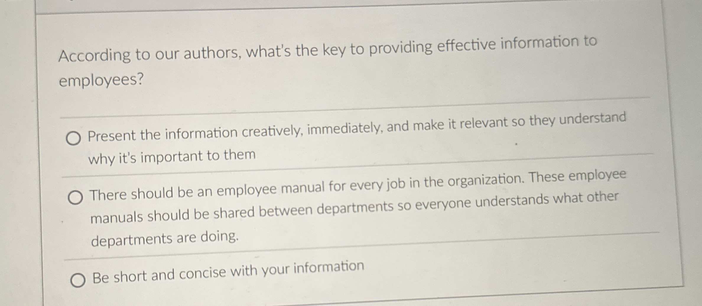 Solved According to our authors, what's the key to providing | Chegg.com