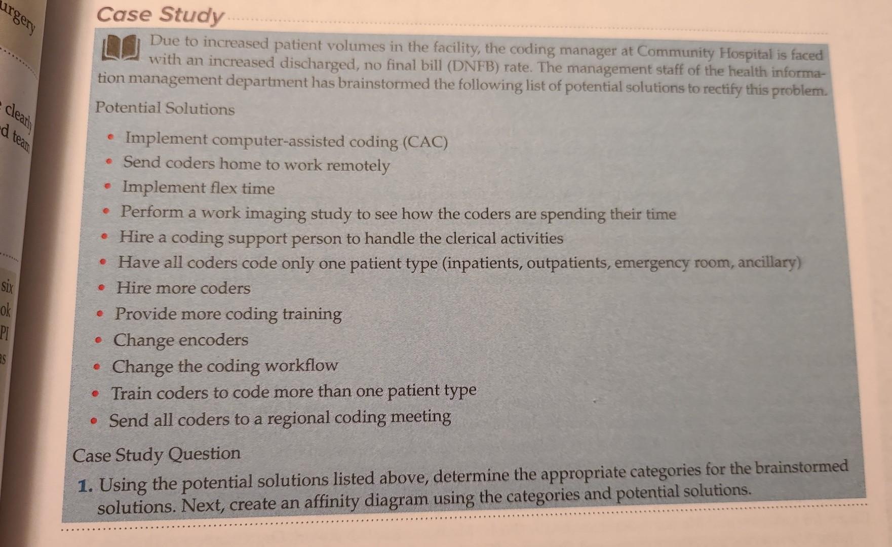 Solved Due to increased patient volumes in the facility, the | Chegg.com
