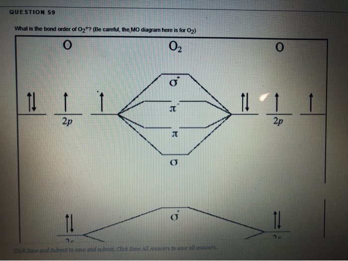 Solved QUESTION 59 What is the bond order of O2+? (Be | Chegg.com