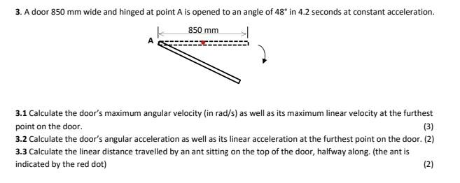 3.1 Calculate the door's maximum angular velocity (in | Chegg.com
